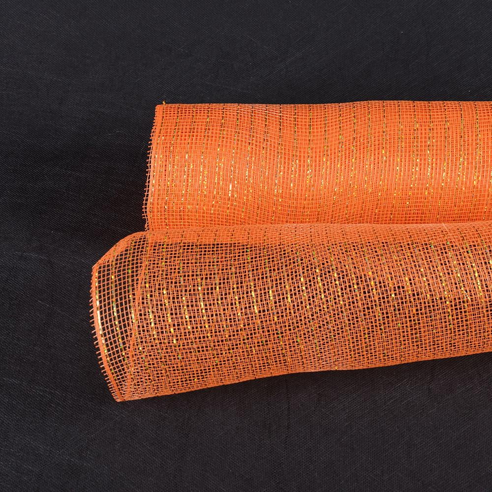 Orange - Deco Mesh Wrap Metallic Stripes - ( 21 Inch x 10 Yards ...