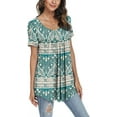 JuneFish Women's Loose Flowy Short Sleeve Summer Tops, Casual Pleated ...