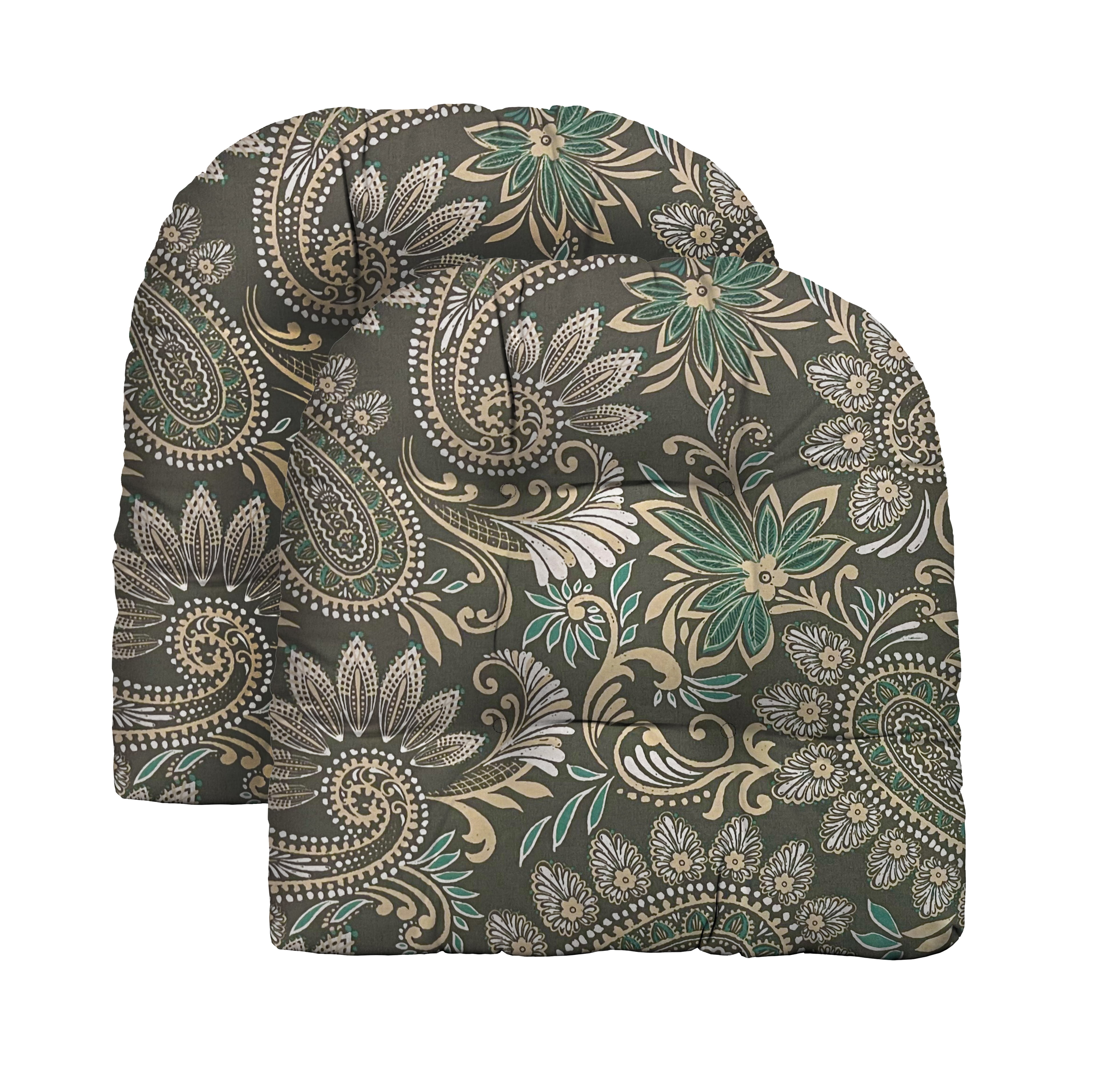 RSH Décor Indoor Outdoor Set of 2 U-Shape Wicker Tufted Seat Cushions ...