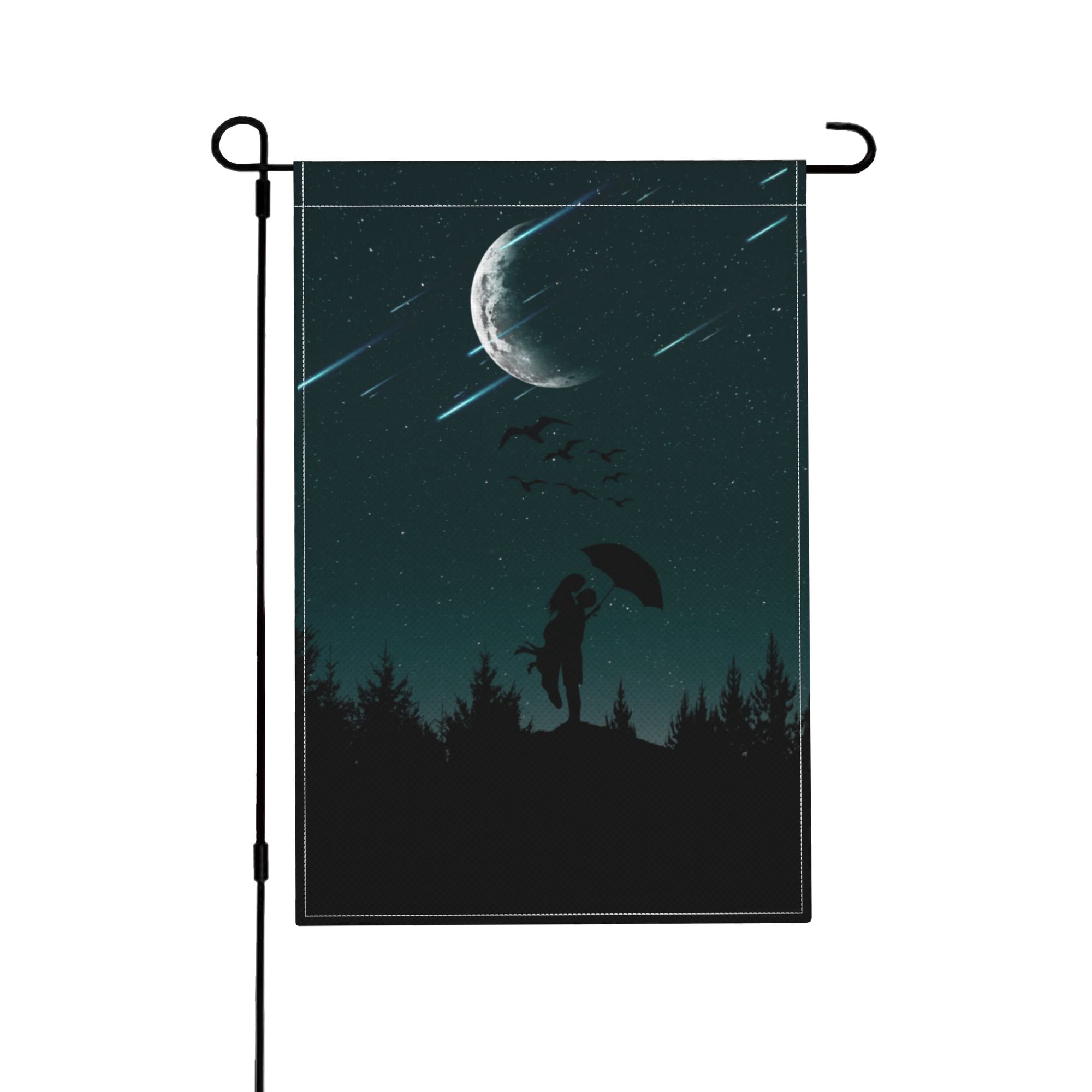 TEQUAN Romantic Night Sky Couple Love Garden Flags, 18 x 12 inch Double ...