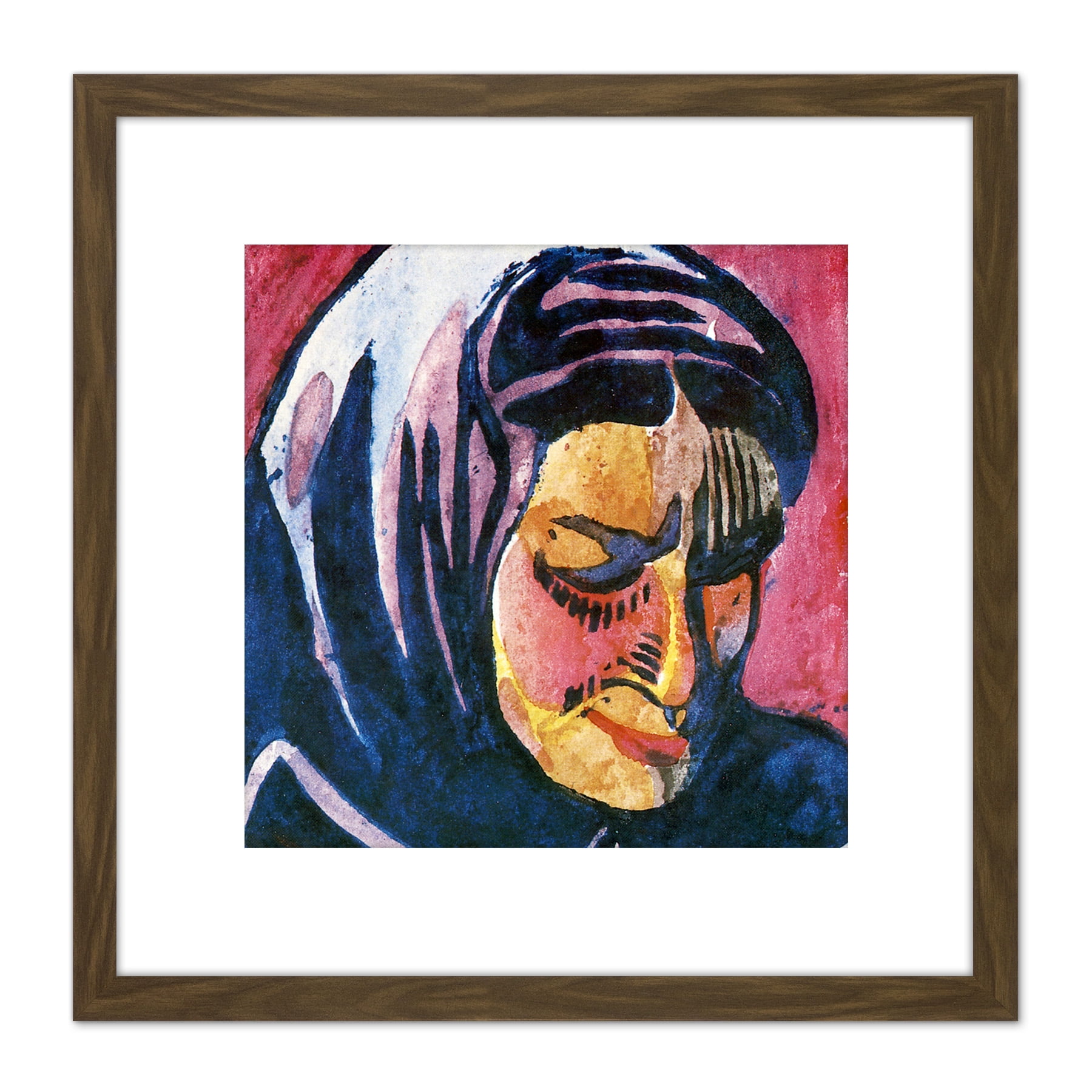 Stroeher Head Of A Farmer's Wife Painting 8X8 Inch Square Wooden Framed ...