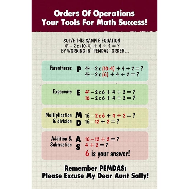 Orders of Operations Math Mathematics Success PEMDAS Algebra ...