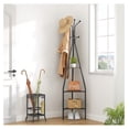 Coat Rack 3 Tier Freestanding - Industrial Coat Stand with Shelves for ...