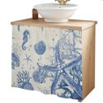 Blue Coastal Starfish Cabinet Curtains 35"W x 35"L, Beach Ocean ...