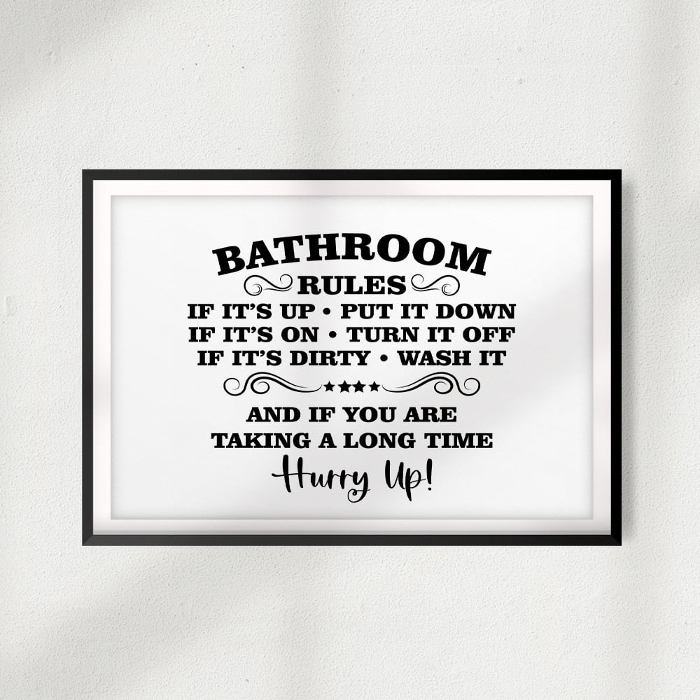 Designs ByLITA Bathroom Rules 5 x 7 UNFRAMED Print Décor Wall Art ...