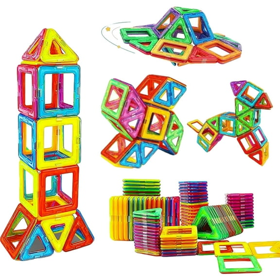 DreambuilderToy Magnetic Tiles Set, 106 PCS STEM Building Blocks, 3D ...