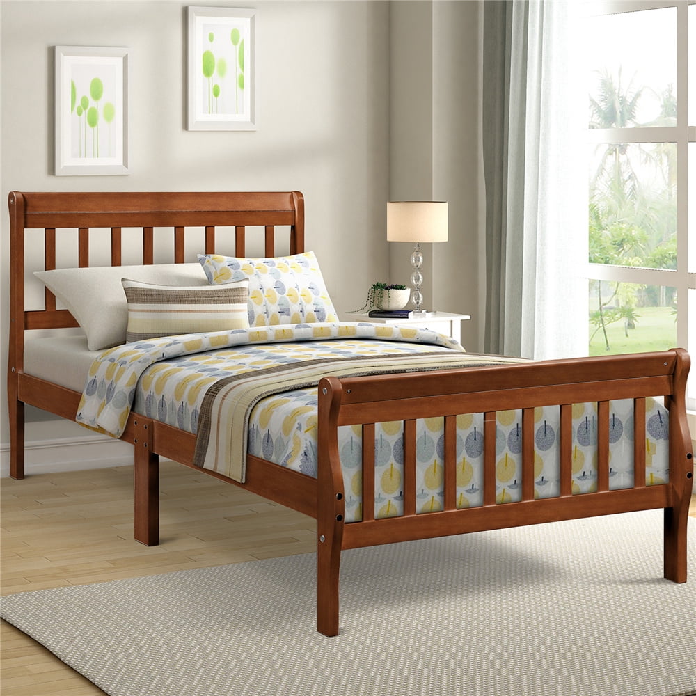 Twin Bed Frame, Modern Wood Platform Bed Frame with Headboard and ...