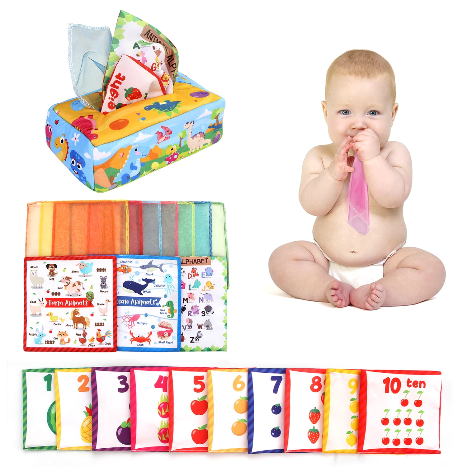 Walmart Baby Developmental Tissue Box Toy, Sensory Learning Game ...