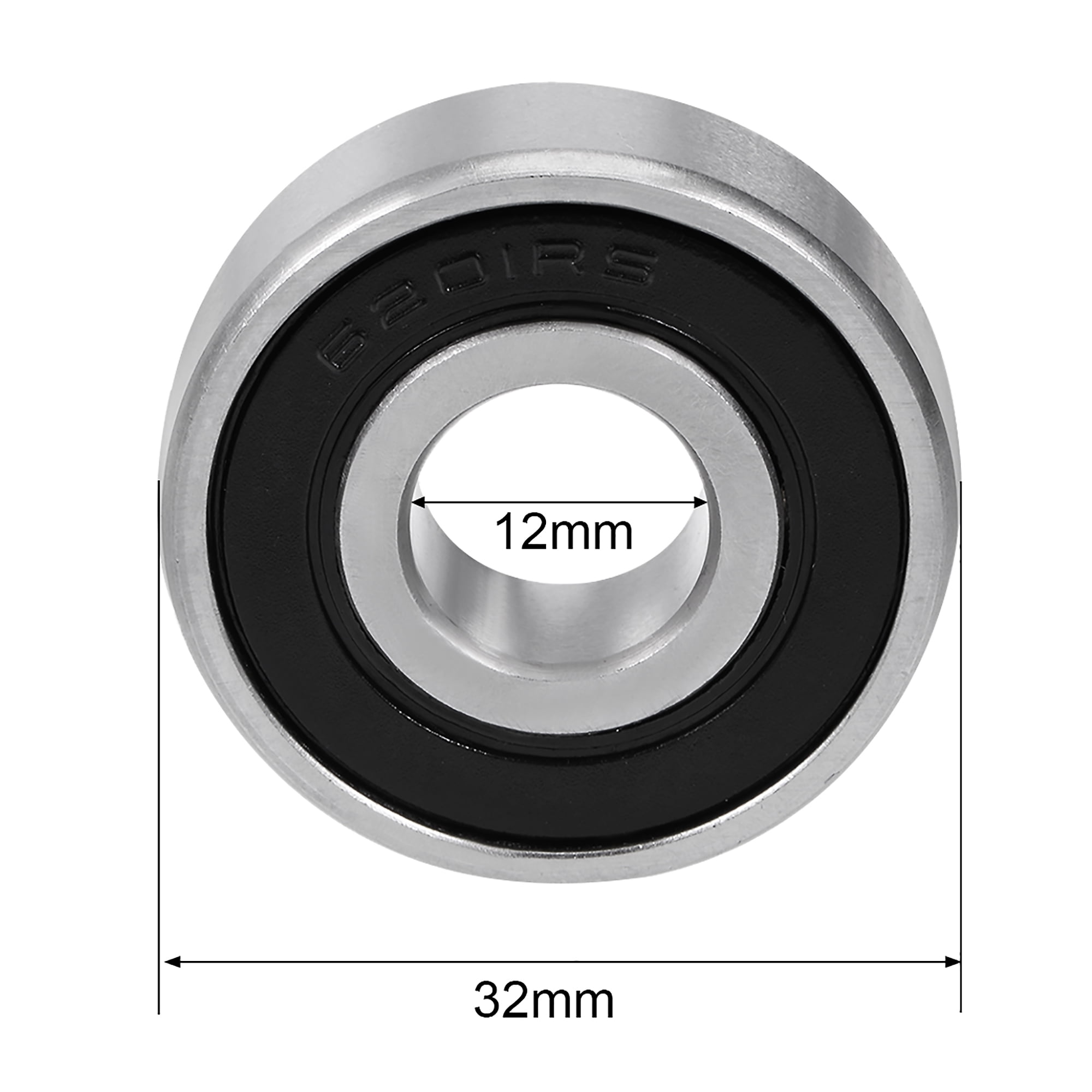 6201-2RS Deep Groove Ball Bearing 12x32x10mm Double Sealed Chrome Steel ...