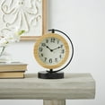 DecMode 11 Inch Light Brown Wooden Clock with Black Iron Stand Modern ...