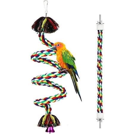 KSCD 2 Pieces Bird Rope Perch Parrot Climbing Rope Bird Cage Rope Perch ...