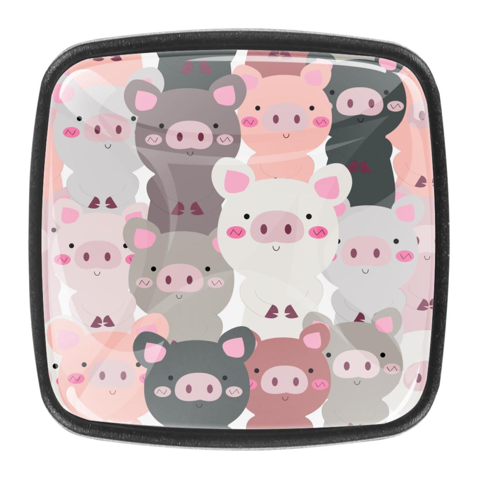 4 Pcs Square Cabinet Handle Cupboard Knob Drawer Pulls Handle Grey Pink ...