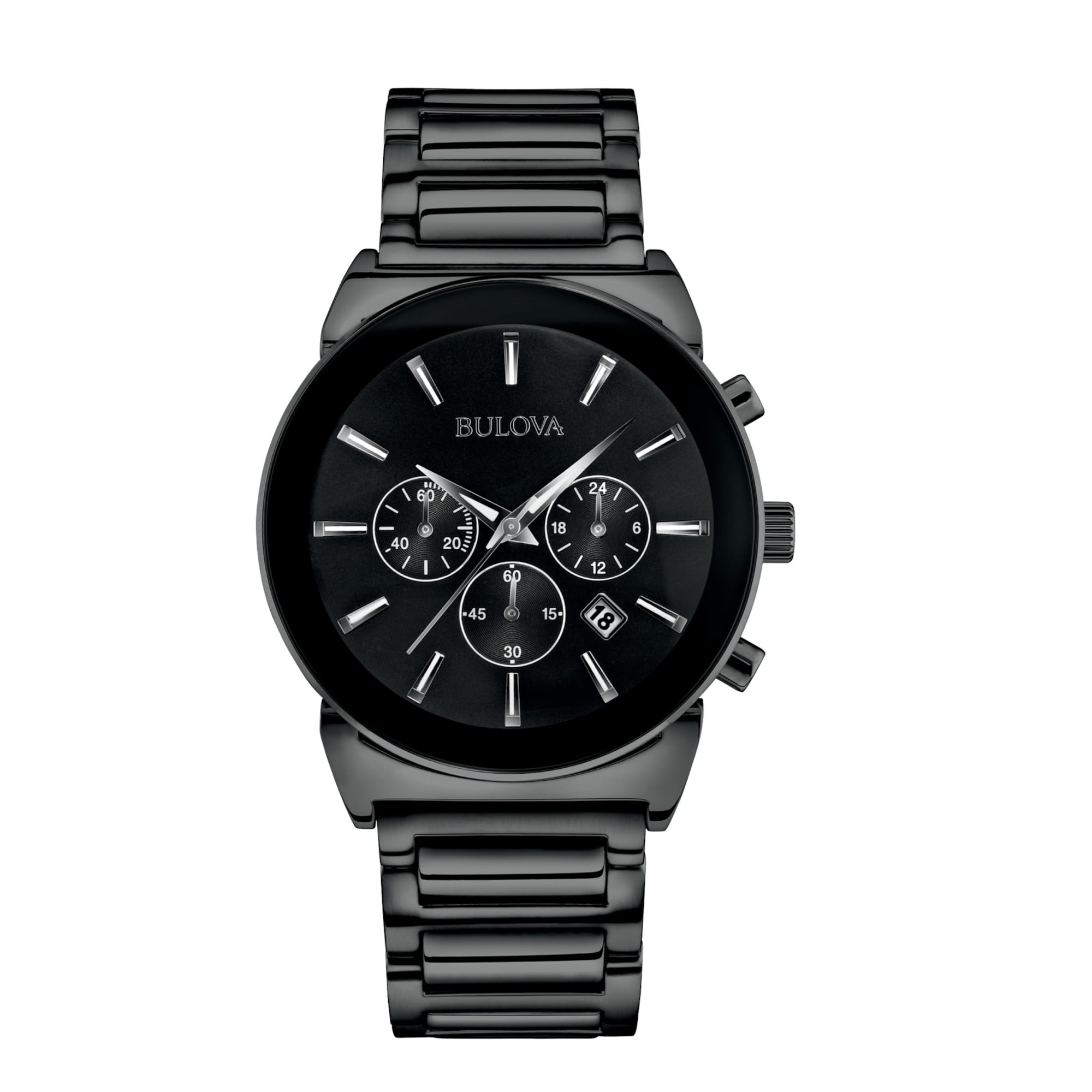 Bulova Men's Classic Chronograph Black Stainless Steel Watch 98B215 ...