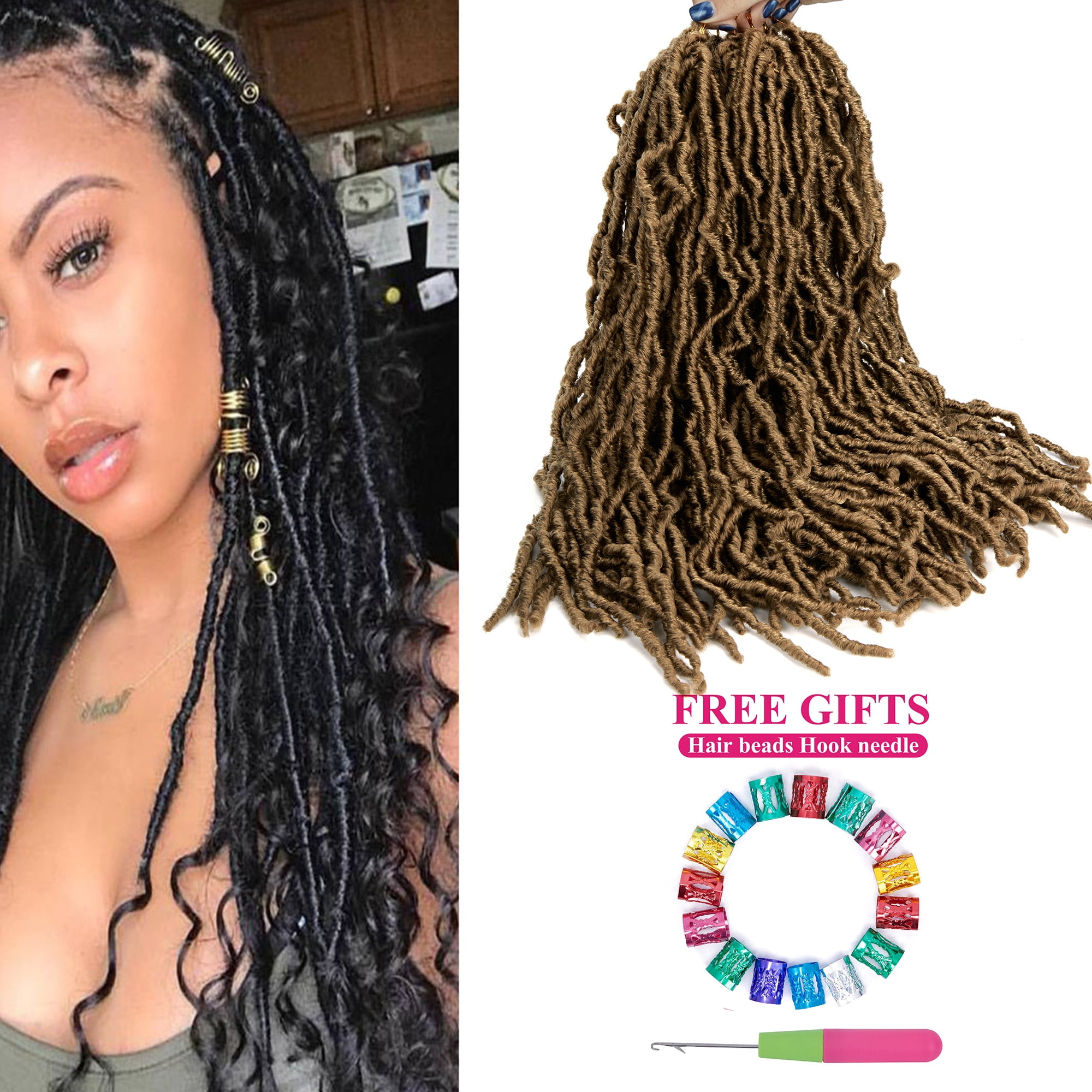 Nu Faux locs Soft locs 18inch Crochet Hair braids Curly Wavy Nu locs ...