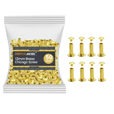 50 Pack of Chicago Screw Post Binding Screws, 6mm Brass Plated Metal ...