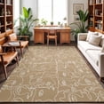 Brown Modern Art Area Rugs 4x6ft White Abstract Line Human Face ...