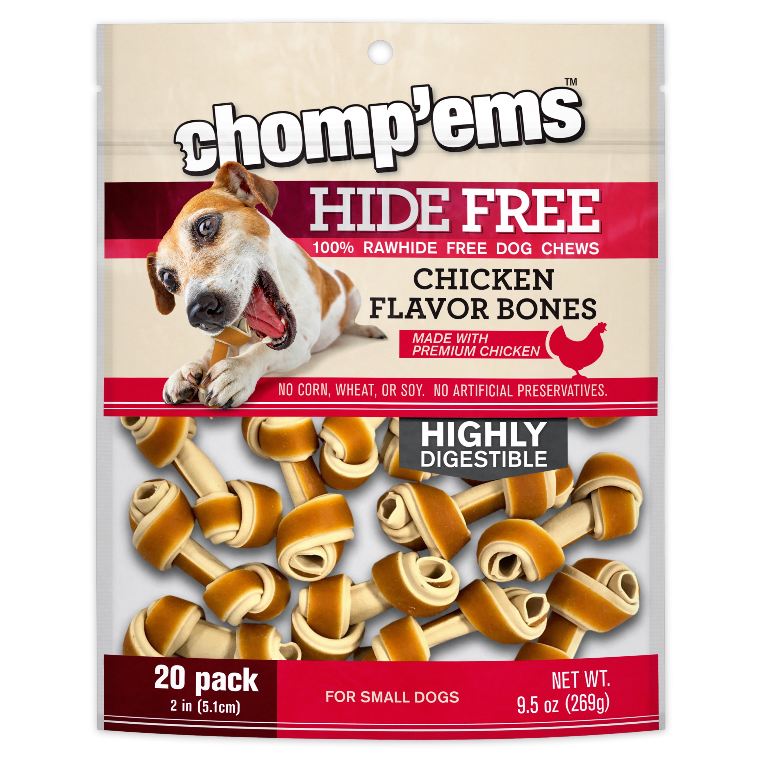 Chomp'ems Chicken Hide Free Dog Chews - Rawhide Free Dog Treats - No ...