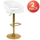 BizChair Contemporary White Vinyl Adjustable Height Barstool with ...