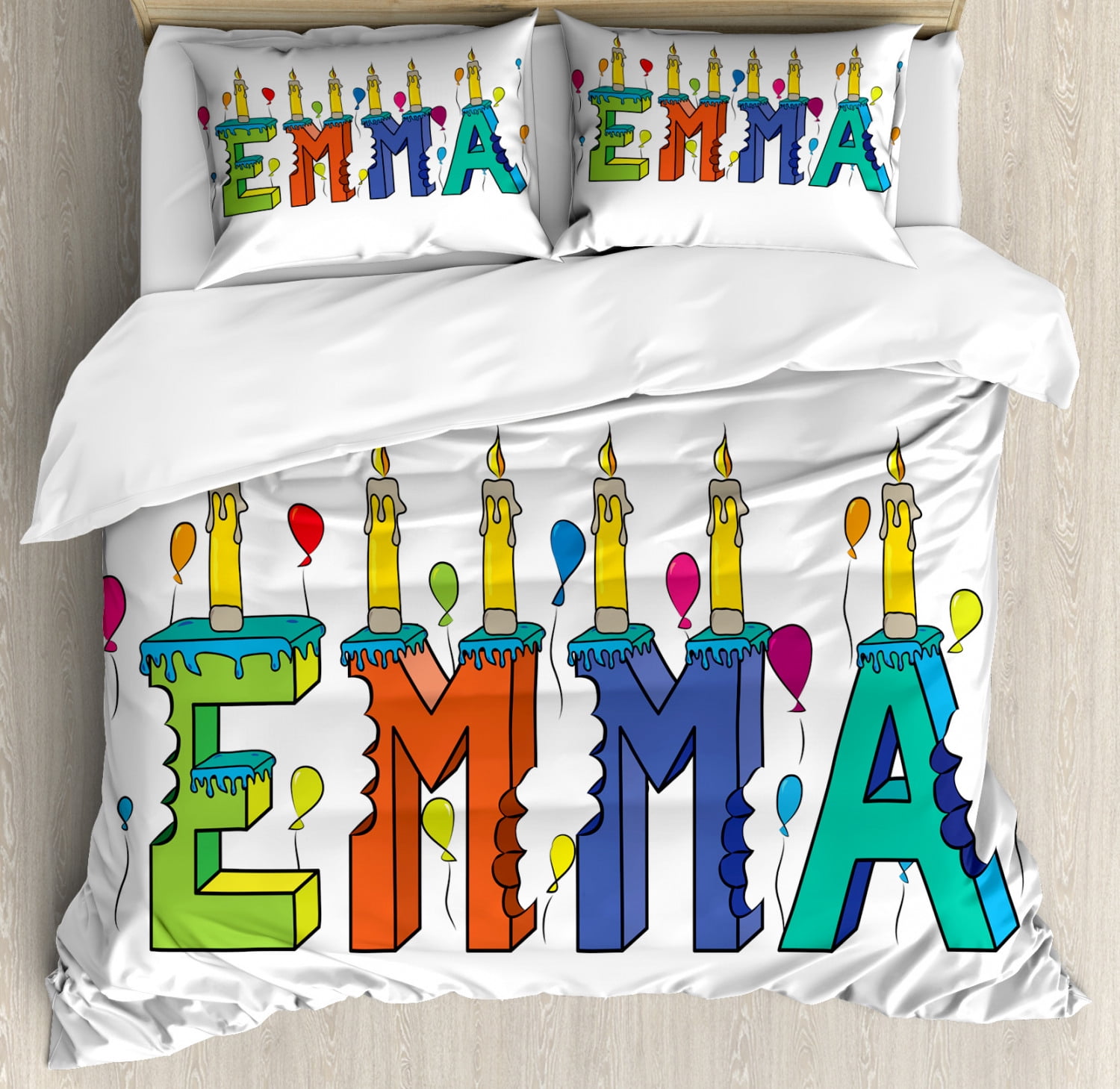 Emma Queen Size Duvet Cover Set, Popular Female First Name Design with ...