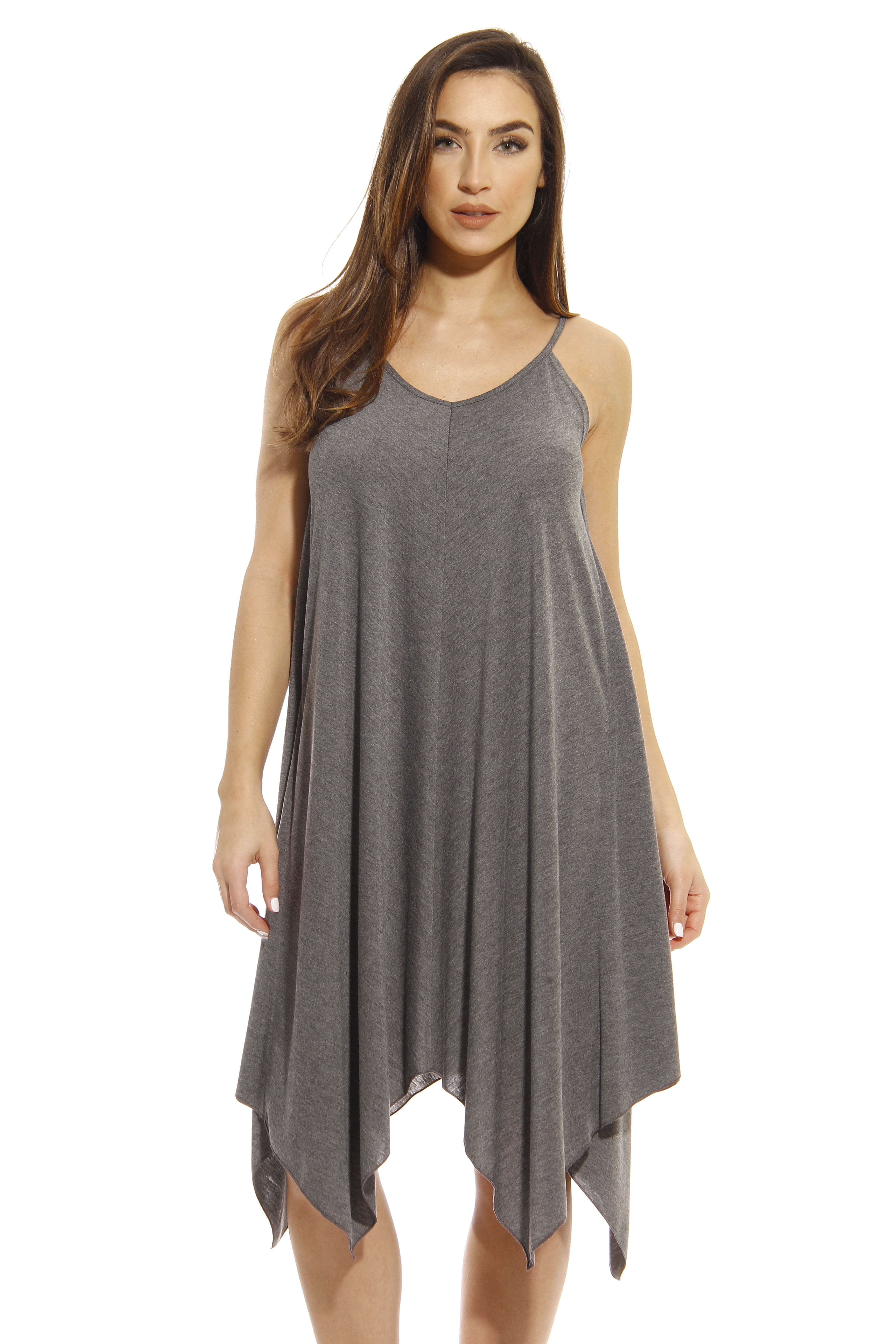 Handkerchief Hem Summer Dresses (Heathered Charcoal, 2X, Dress ...
