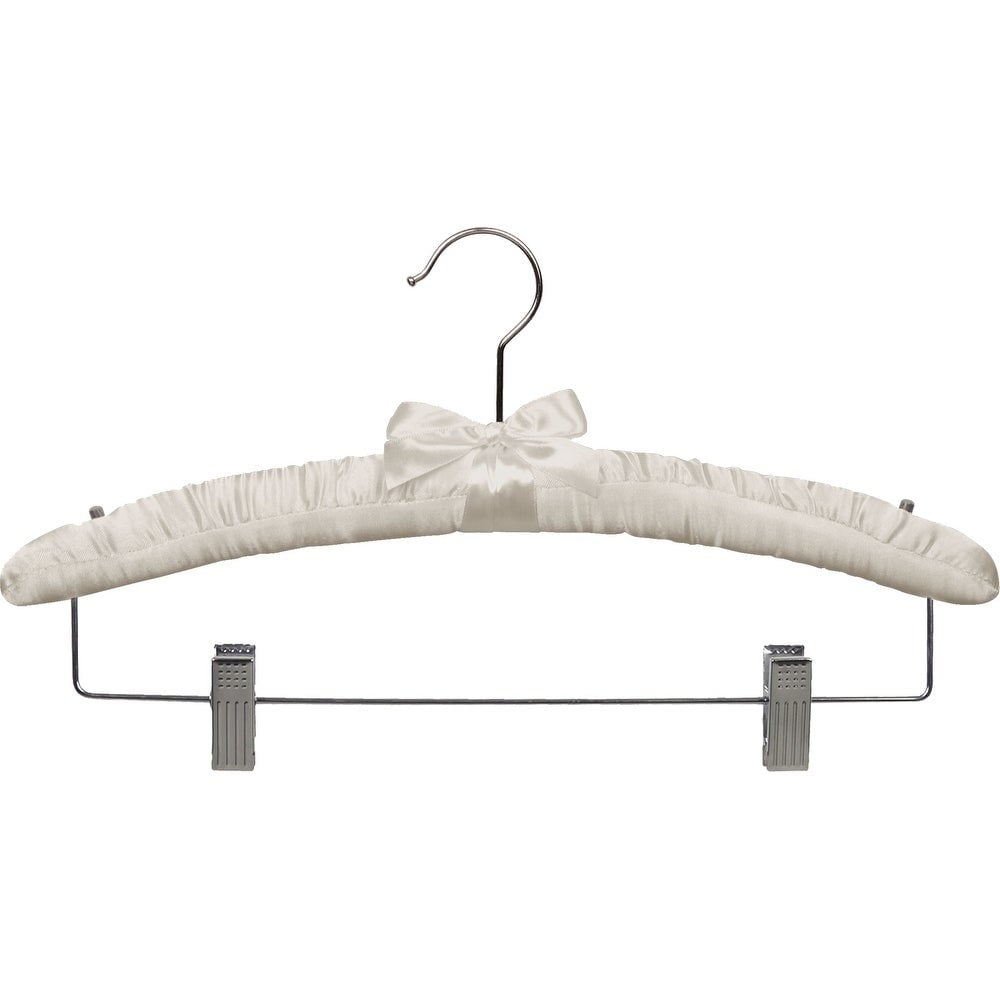 International Hanger Satin Padded Combo Hanger, Ivory Finish with ...