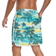 BiZtdJrK Green Men Quick Dry Swim Trunks Hawaiian Print Drawstring ...
