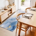 Abstract Marble Texture Gold Blue Rectangle Rug 2'x6' Stone Art ...