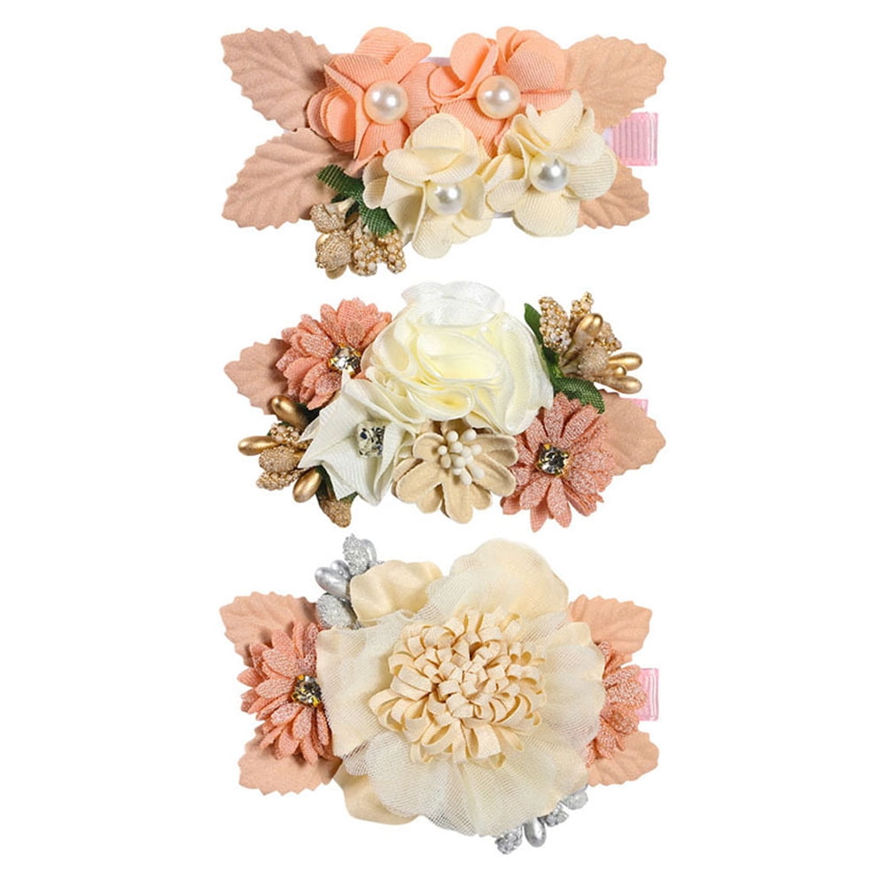 Flower Hair Clips Set 3pcs Floral Hair Bow Accessories for Baby Girl ...