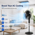 16" Oscillating Standing Fan with Remote, 3-Speed, Height Adjustment ...
