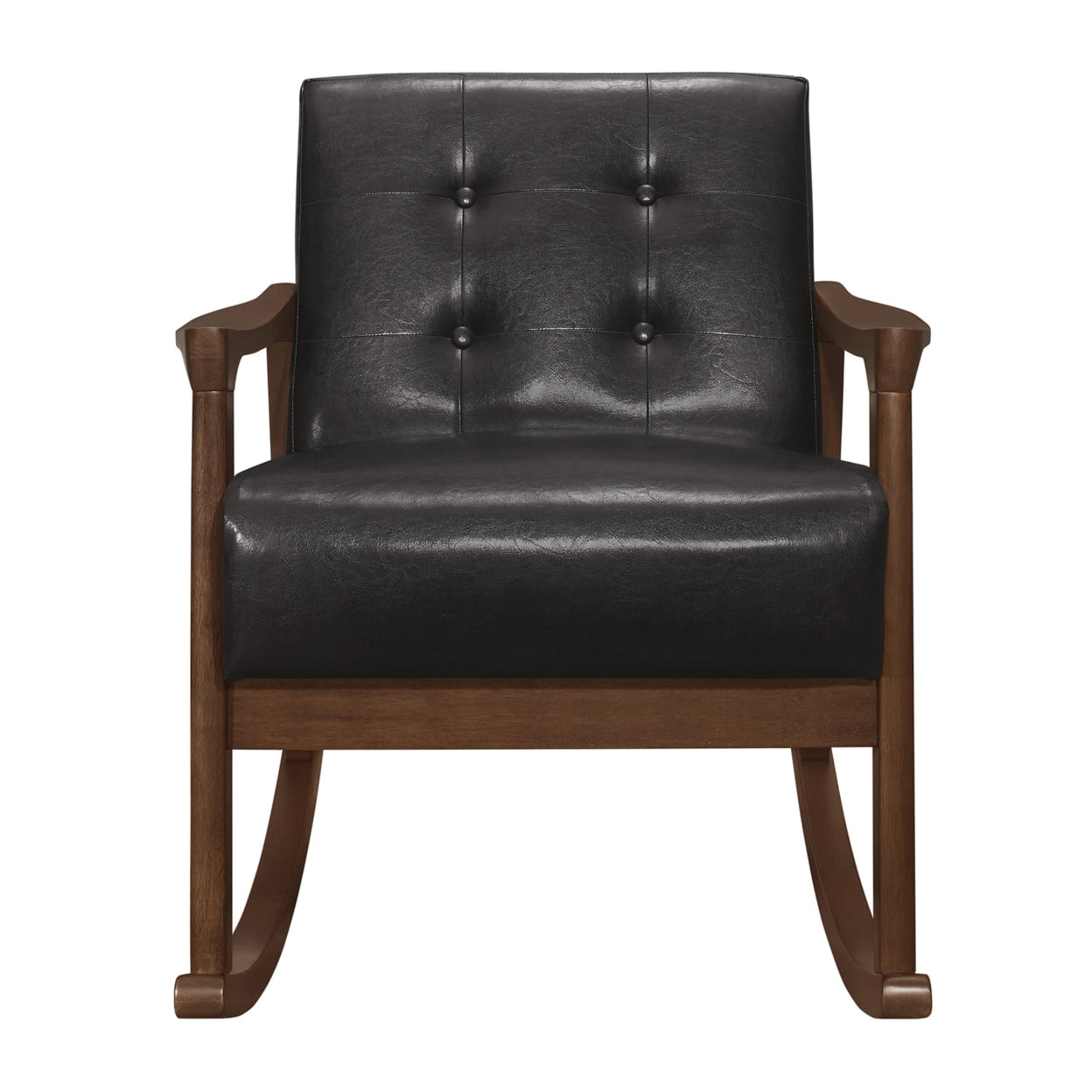 Odelle Dark Brown Faux Leather Solid Wood Rocking Chair - Walmart.com