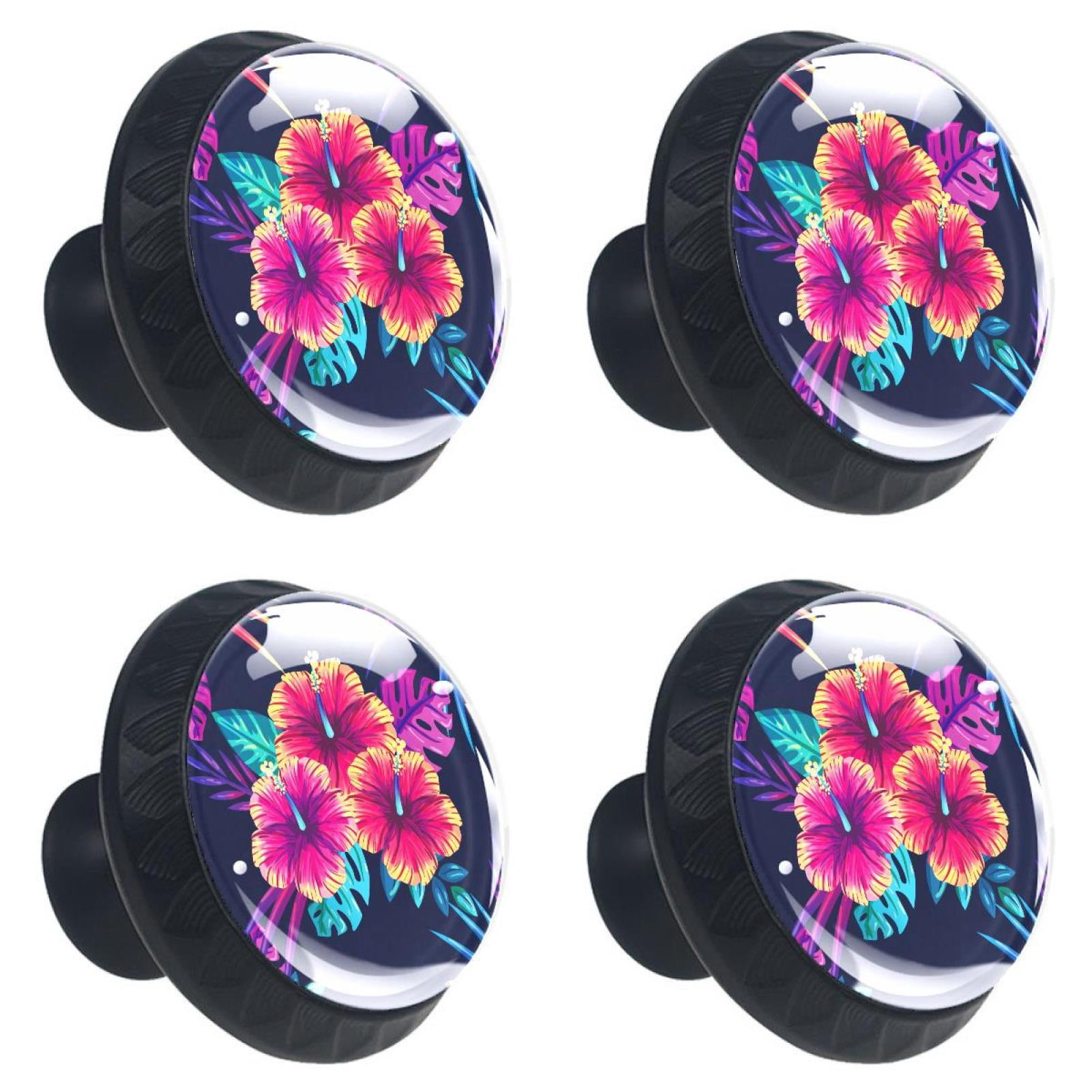 4 Pcs Tropical Purple Floral Knobs for Kitchen Cabinet Cupboard Dresser ...
