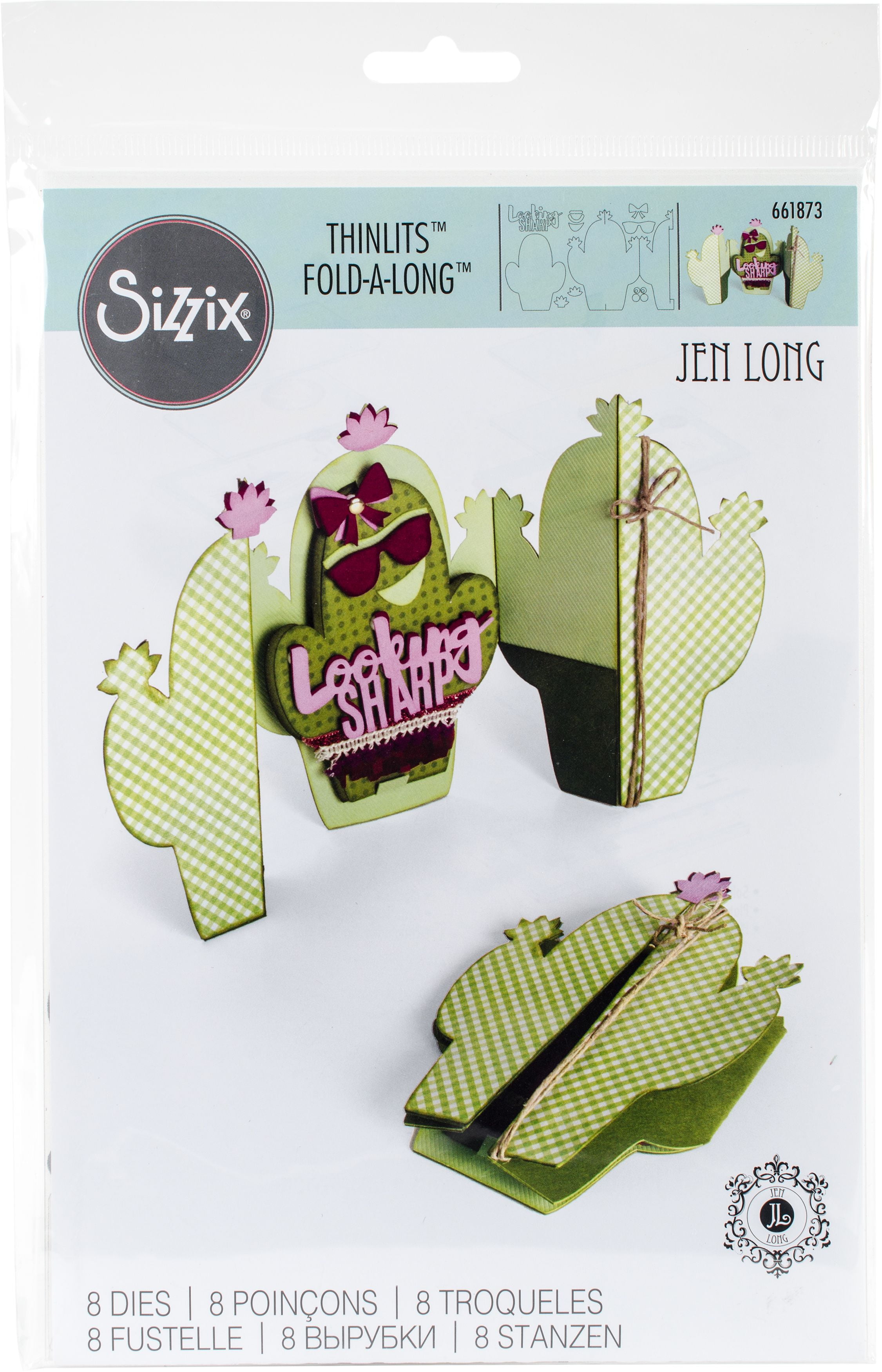 Sizzix Thinlits Dies by Jen Long 7/Pkg-Cactus Fold-A-Long Card - Walmart.com