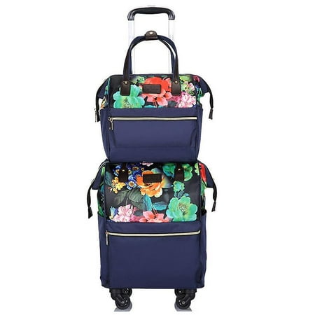Women Carry-on Rolling Luggage Backpack With Handbag Travel Trolley Bag ...