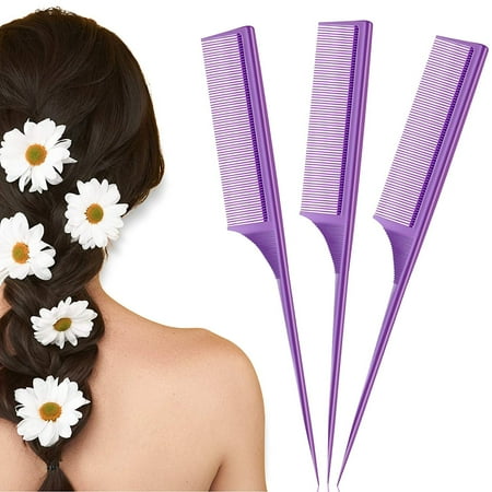 HEIBIN3 Pack Tail Comb Carbon Fiber Rat Tail Comb Set Heat Resistant ...