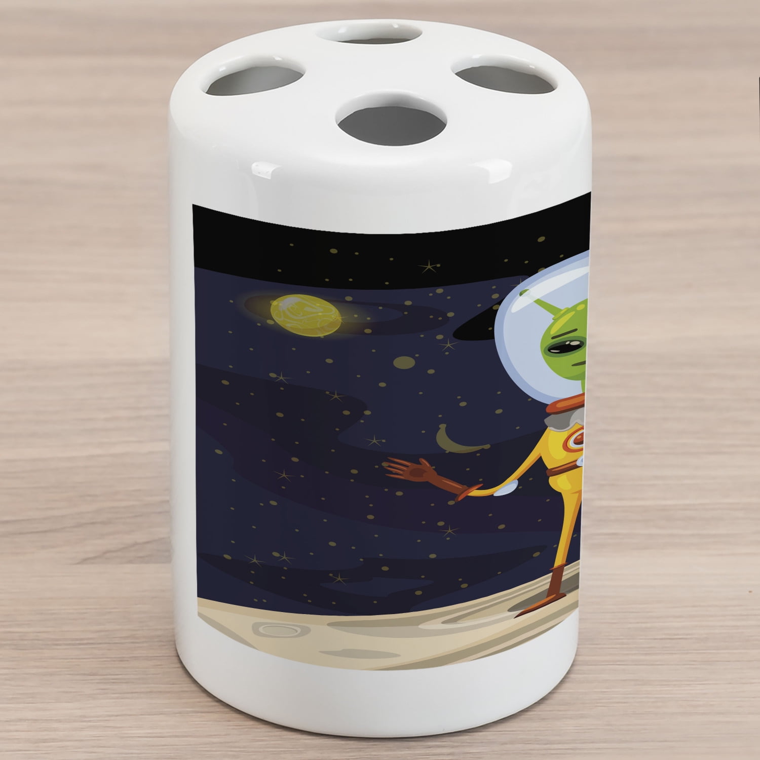 Alien Ceramic Toothbrush Holder, Ufo Cartoon of Funny Creature in ...