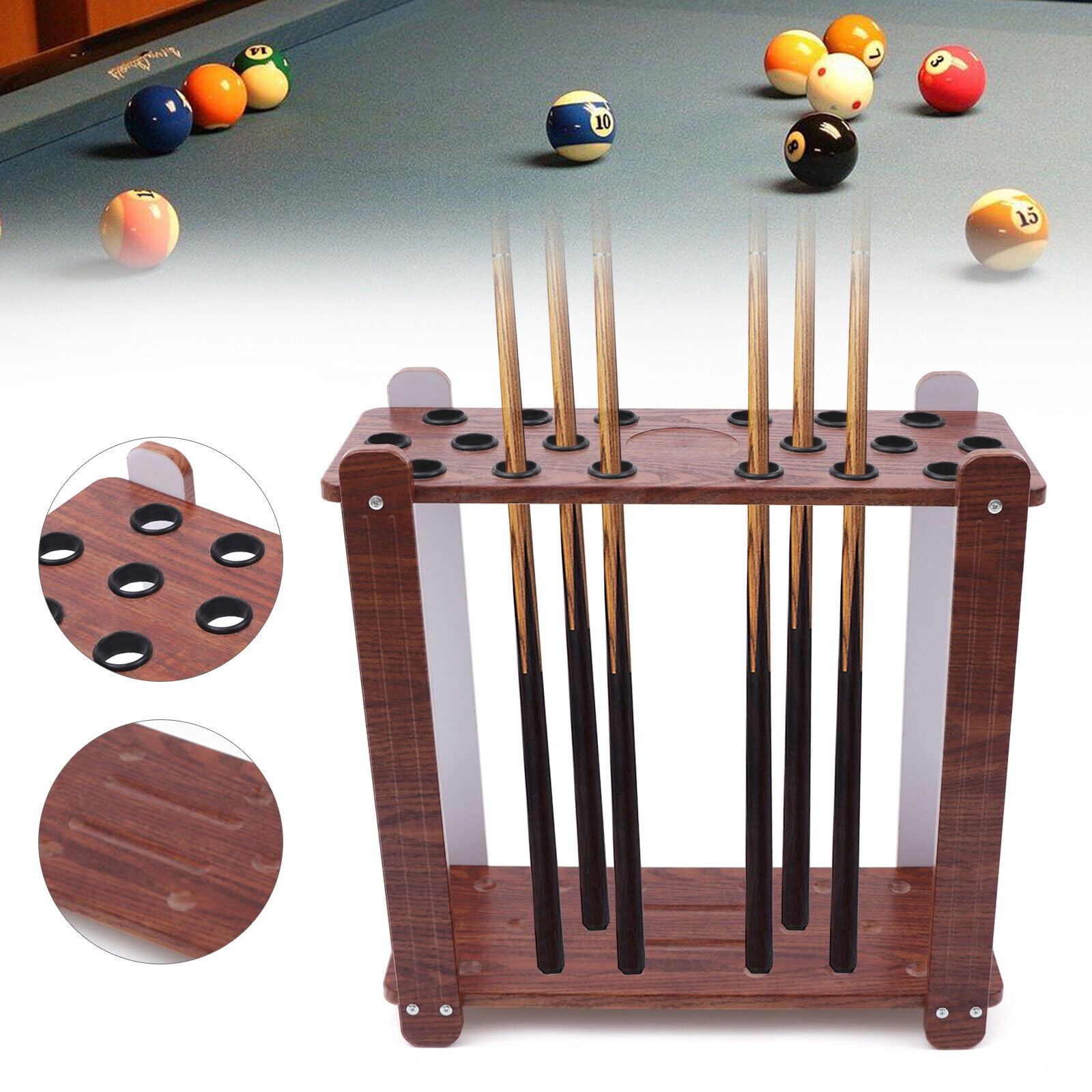 DENEST Floor Stand Billiard Pool Cue Stick Rack Holds 18 Pool Cues ...