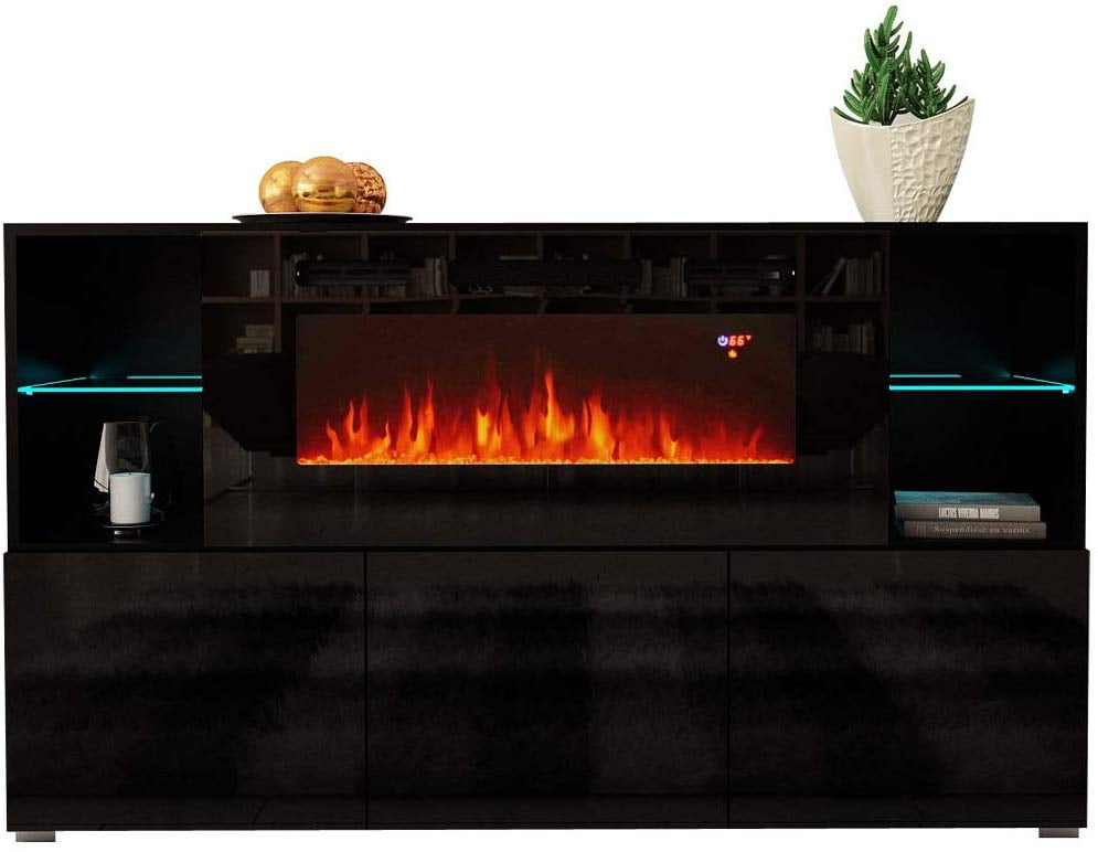 Komi 03 Electric Fireplace Modern 63" Sideboard - Walmart.com