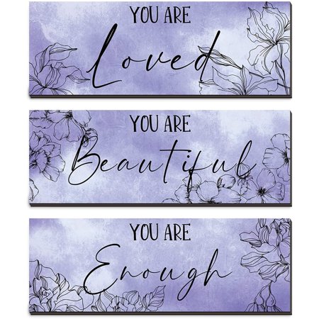 3 Pieces Floral Wooden Wall Hanging Wall Art Positive Quotes You Are ...