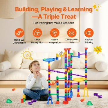 Magblock 176PCS Magnetic Marble Run STEM Toy Set, Creative Building ...