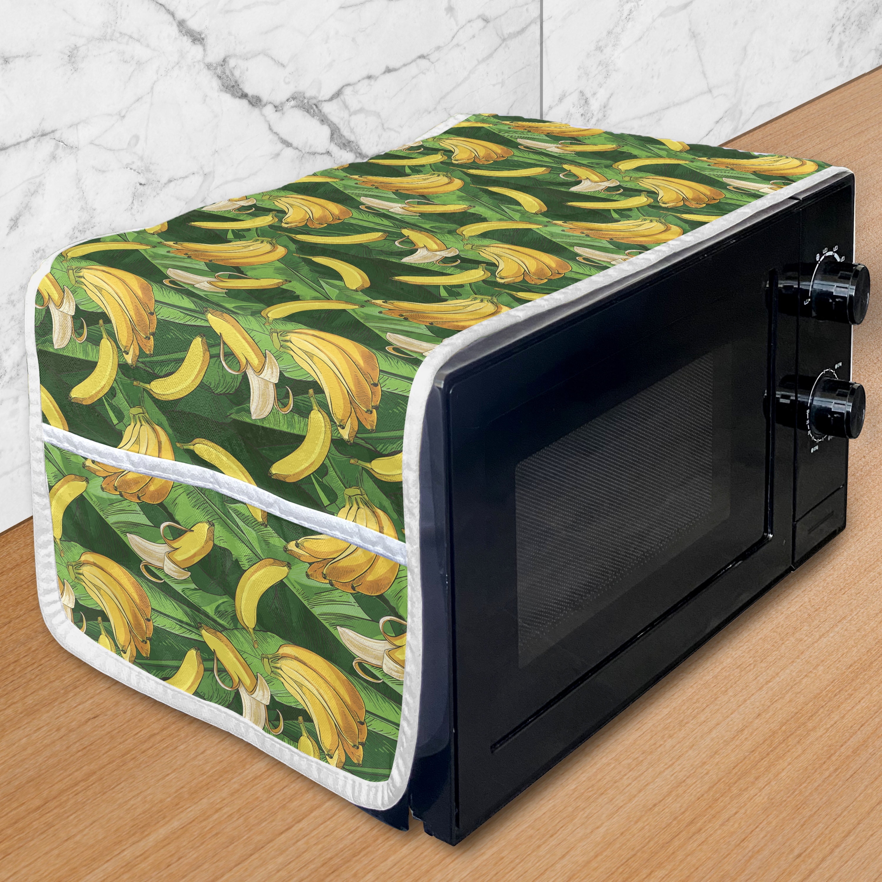 Exotic Microwave Oven Cover, Banana Palm Tree Leaves Rainforest Fruits ...