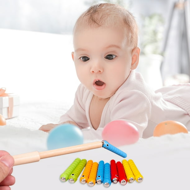 Jinveno Wooden Strawberry Magnetic Bug Catching Game 5 Worms 1 ...