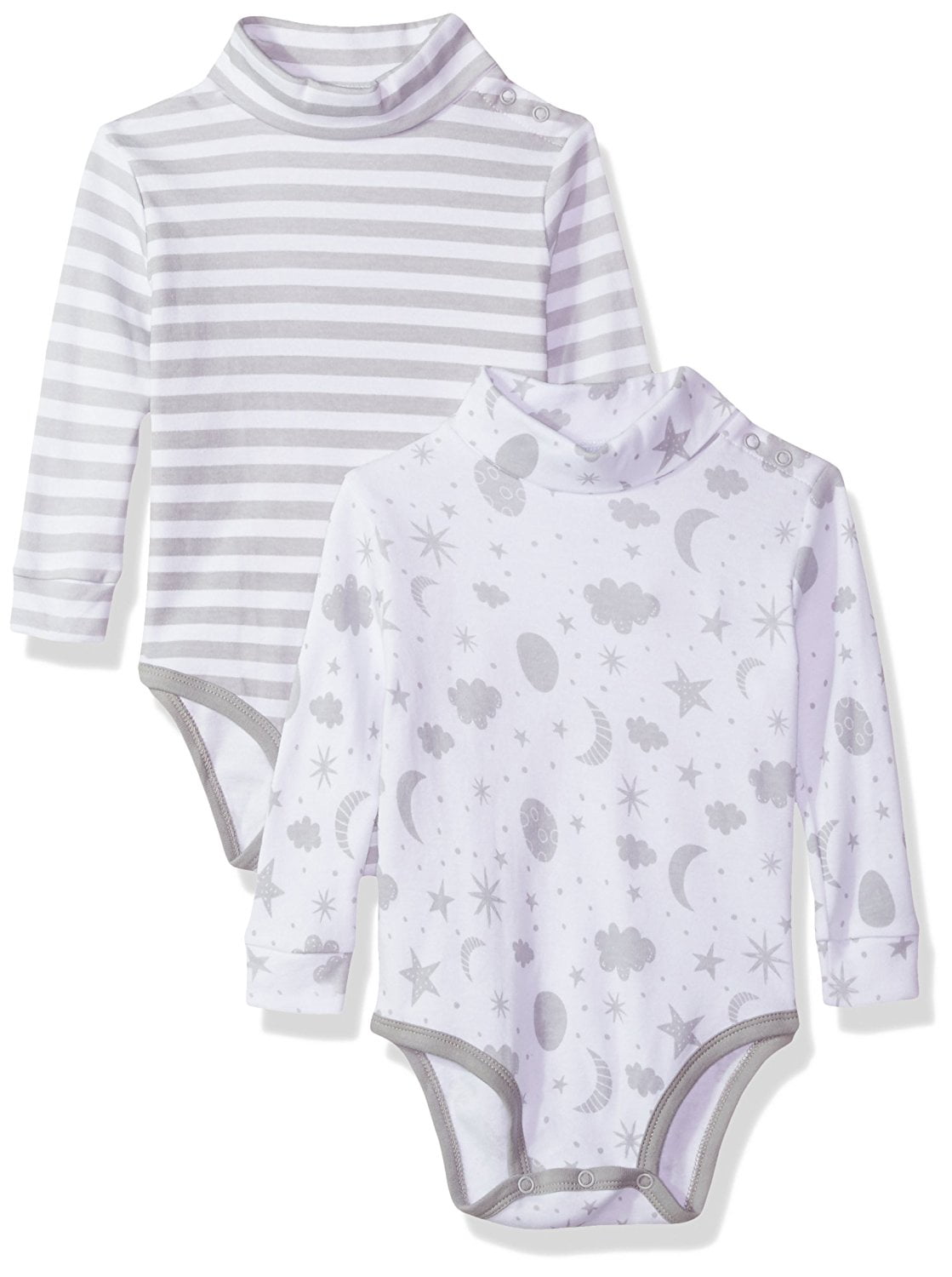Spasilk Baby Boys’ Newborn Long Sleeve Turtleneck Bodysuits, 2 pack, 6 ...