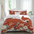 Country Flowers Bedding 3 Piece Duvet Cover Set Queen Size, Red ...