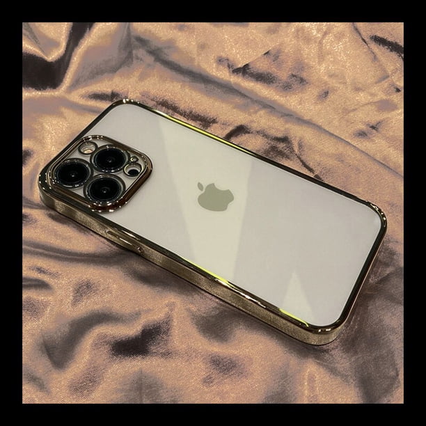 Funda de teléfono transparente con marco cuadrado chapado de lujo ...
