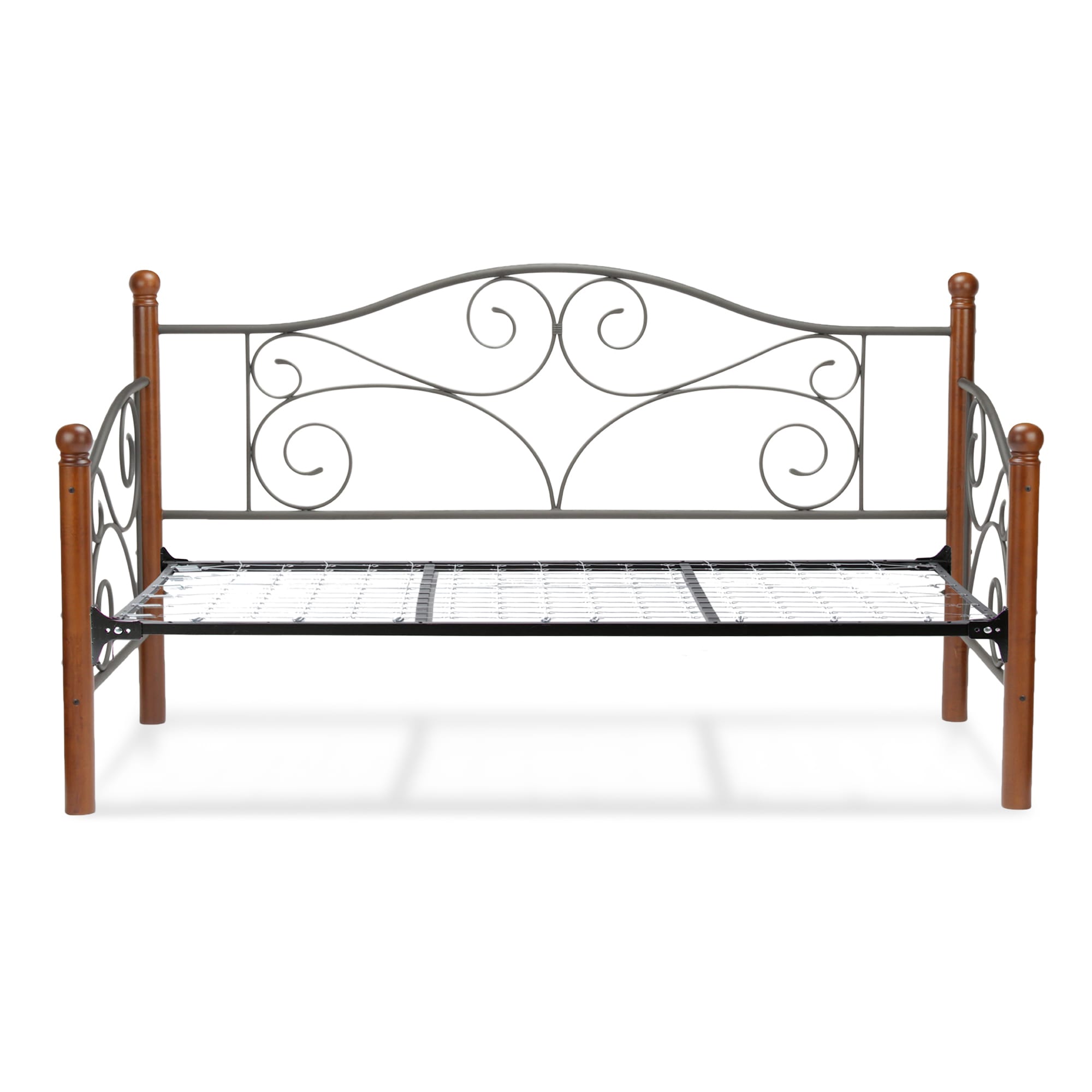 Doral Complete Metal Daybed with Link Spring Support Frame and Scrolled ...