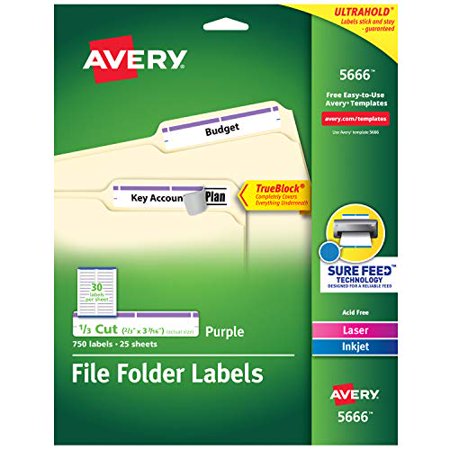 Avery Purple File Folder Labels for Laser and Inkjet Printers with ...