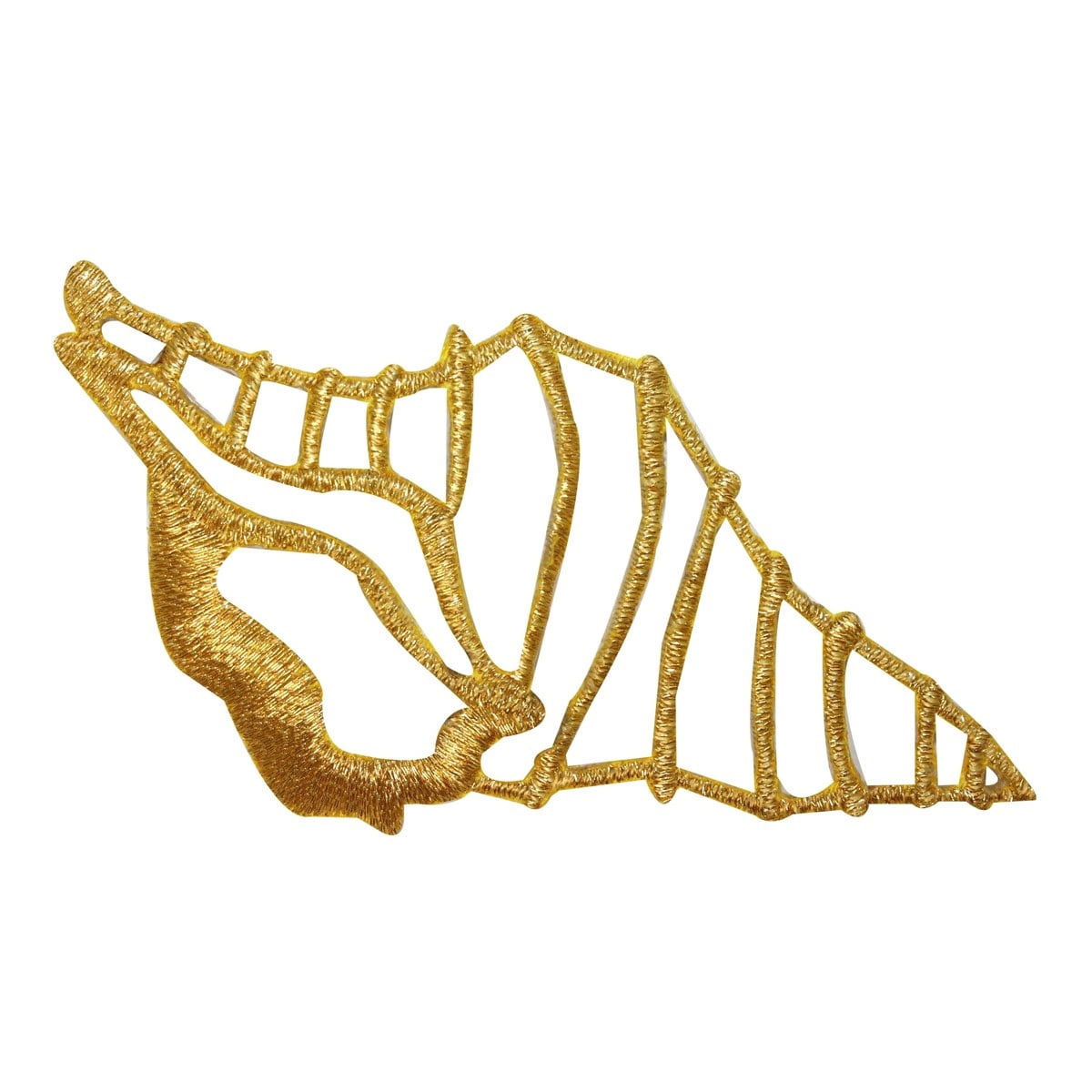 ID 0341C Gold Sea Shell Outline Patch Beach Souvenir Embroidered IronOn ...