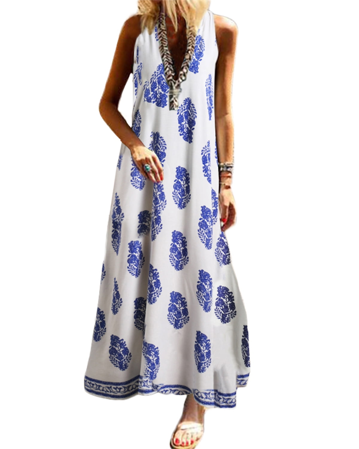 Zanzea Zanzea Women Sleeveless Long Maxi Dress Party V Neck Sundress
