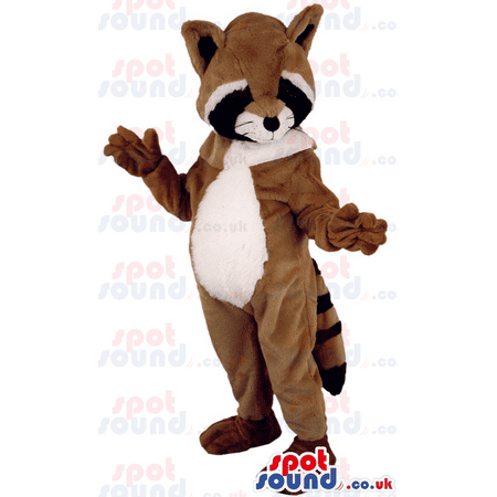 Brown cute cat SPOTSOUND Mascot dressed up in brown and with small tail ...