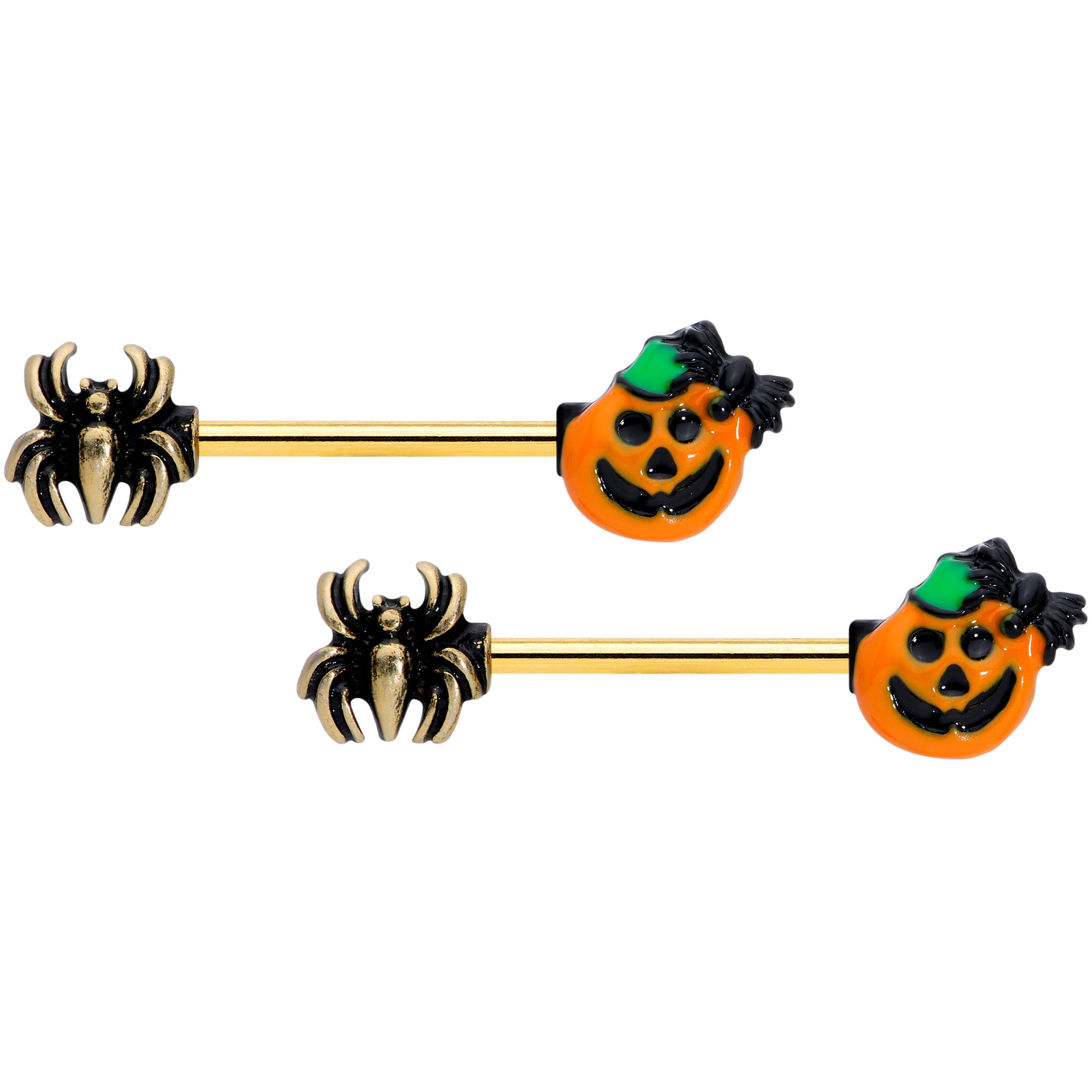 Body Candy 14G Womens Nipplerings Piercing PVD Steel 2Pc Spider Jack O ...